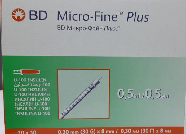 BD Micro-Fine Plus 30G 0.5ml Insulin Syringes with Sterile Interior (0 ...